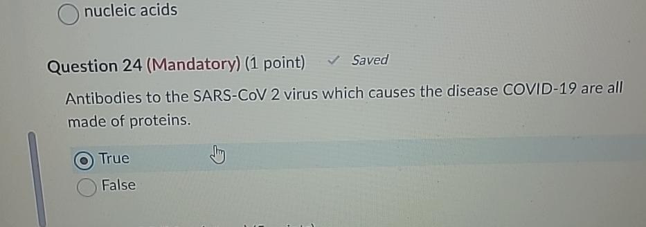 Solved nucleic acidsQuestion 24 (Mandatory) (1 ﻿point) | Chegg.com