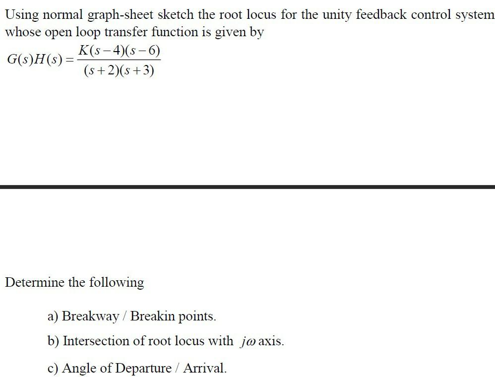 Solved Using normal graph-sheet sketch the root locus for | Chegg.com