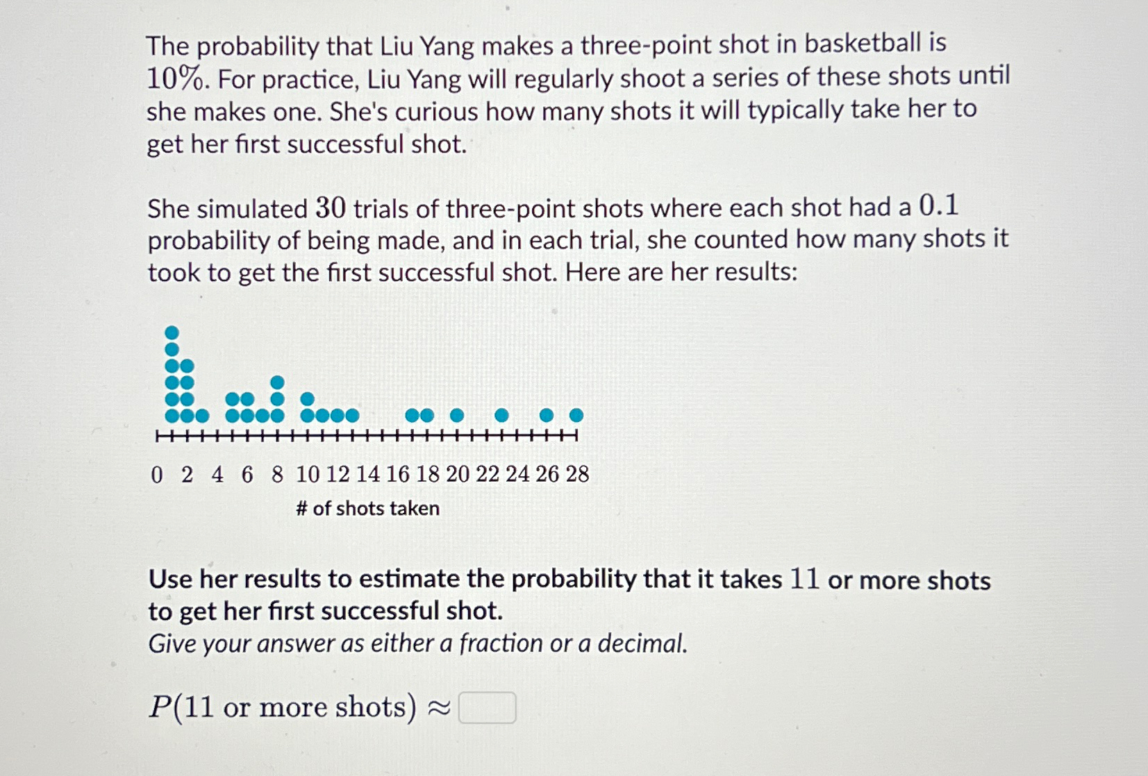 Solved The probability that Liu Yang makes a three-point | Chegg.com