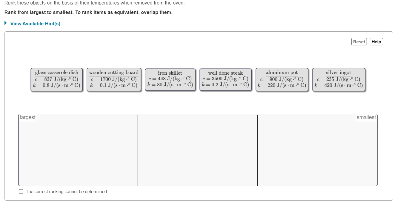Solved Rank these objects on the basis of their temperatures | Chegg.com