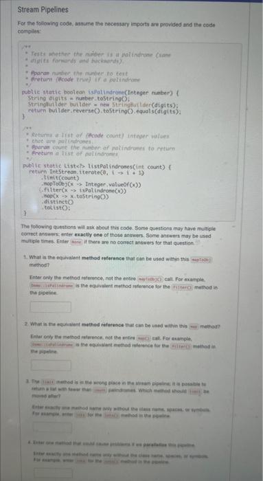 Solved Stream Pipelines For me foliowing code, assume the | Chegg.com