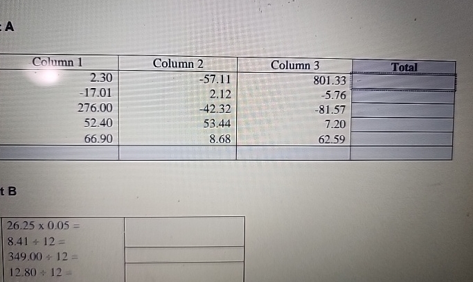 Solved A\table[[Column 1,Column 2,Column | Chegg.com