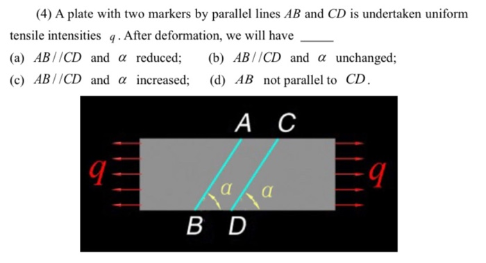 Solved (4) A plate with two markers by parallel lines AB and | Chegg.com