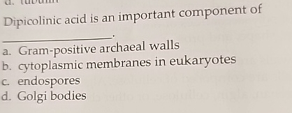 Solved Dipicolinic acid is an important component ofq, .a. | Chegg.com