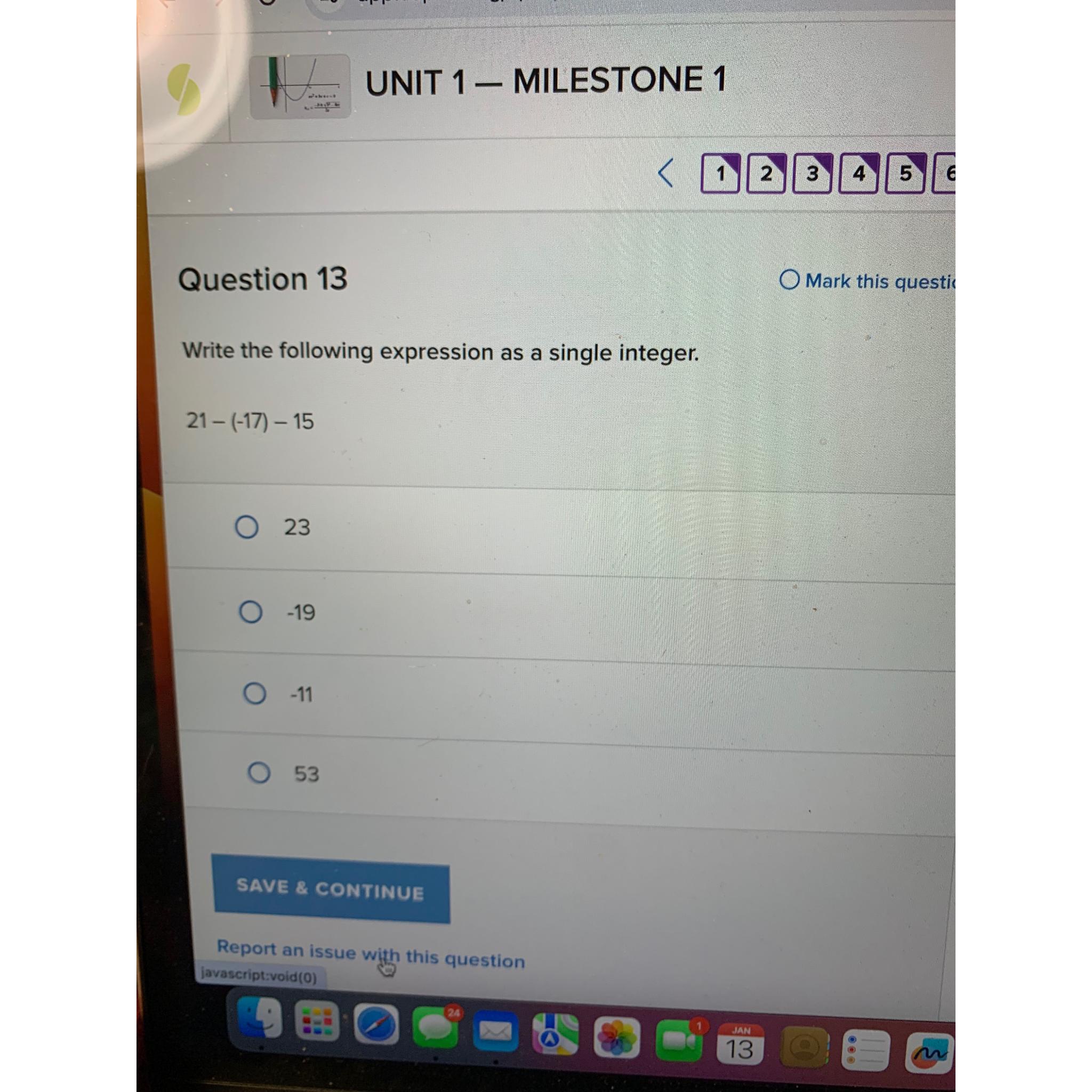 Solved UNIT 1 - ﻿MILESTONE 112345Question 13Mark this | Chegg.com