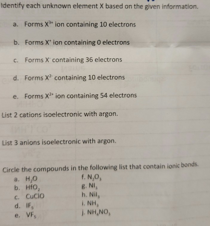 Solved Identify each unknown element X based on the given | Chegg.com