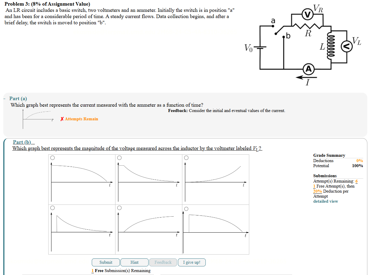 Solved Problem 3: (8% of ﻿Assignment Value)An LR ﻿circuit | Chegg.com
