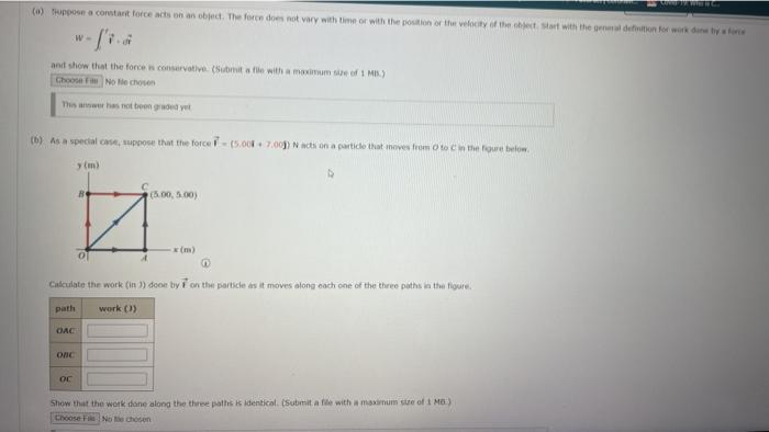 Solved W (a) truppese a constant force acts on an object. | Chegg.com