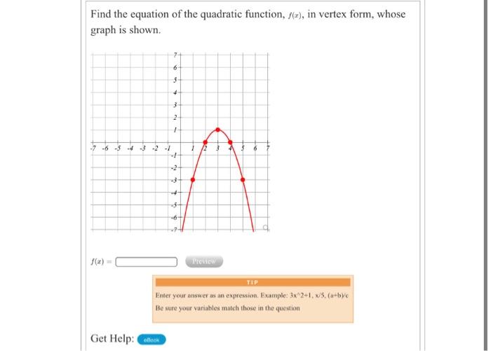 Solved Find the equation of the quadratic function, (a), in | Chegg.com