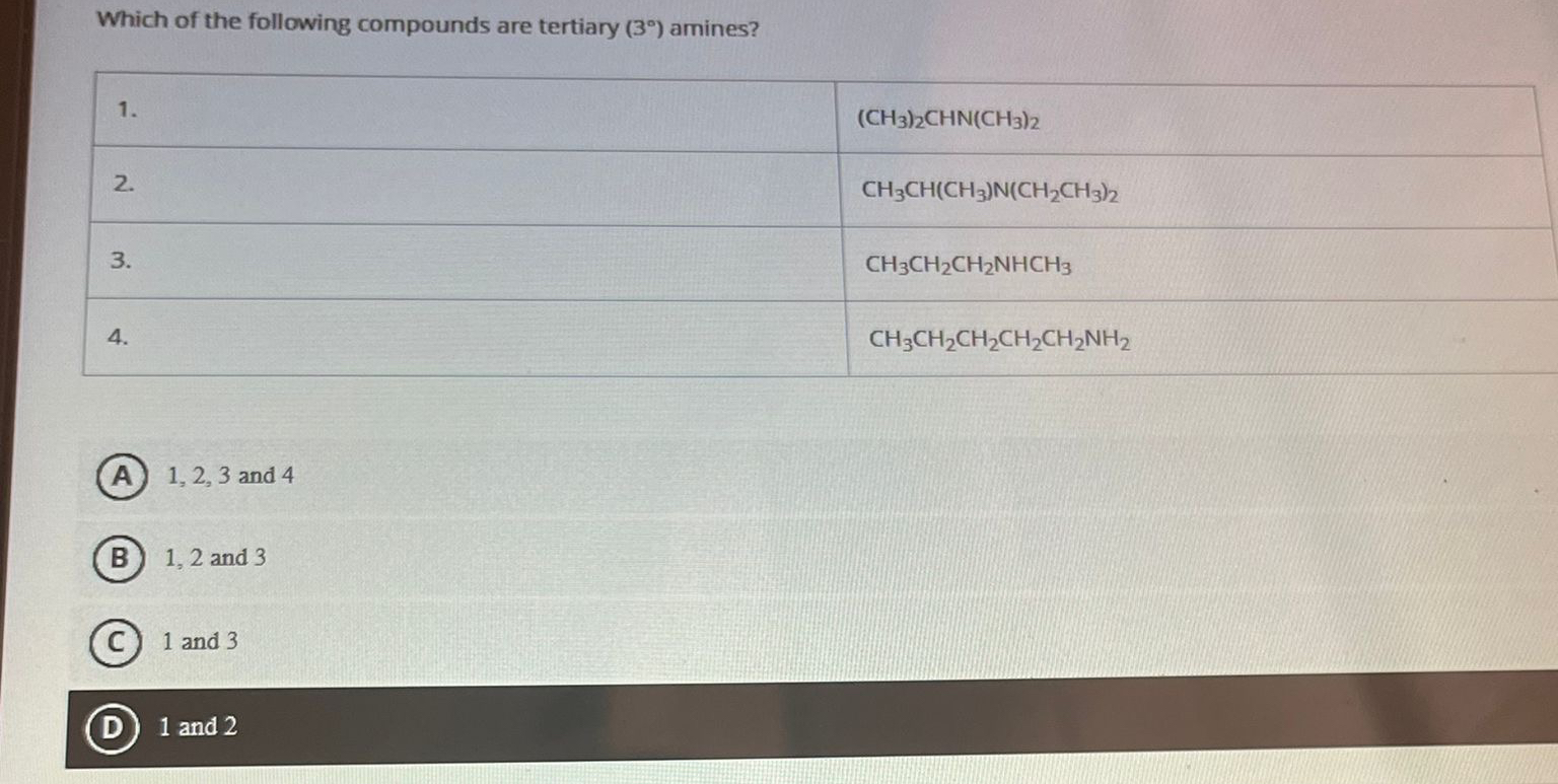Solved Which of the following compounds are tertiary (3°) | Chegg.com