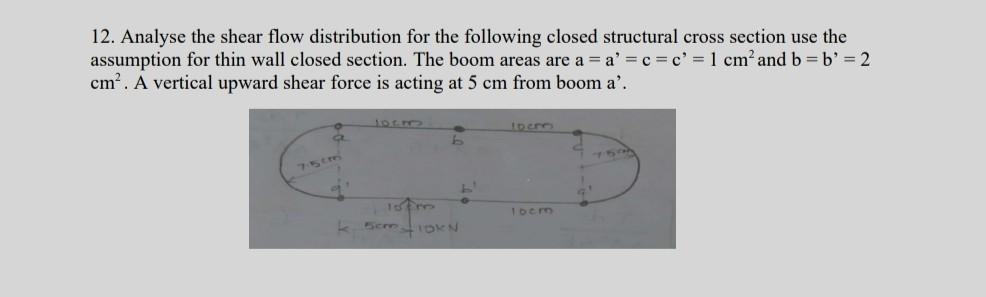 Solved 12. Analyse the shear flow distribution for the | Chegg.com