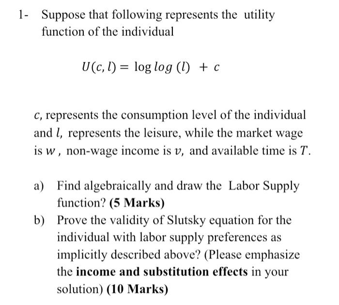 Solved - Suppose that following represents the utility | Chegg.com