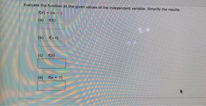 Solved Evaluate the function at the given values of the | Chegg.com