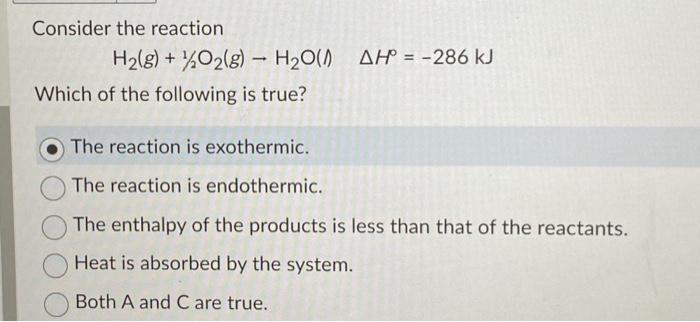 Solved Consider the reaction H₂(g) + 1/2O₂(g) → H₂O(A) AH = | Chegg.com