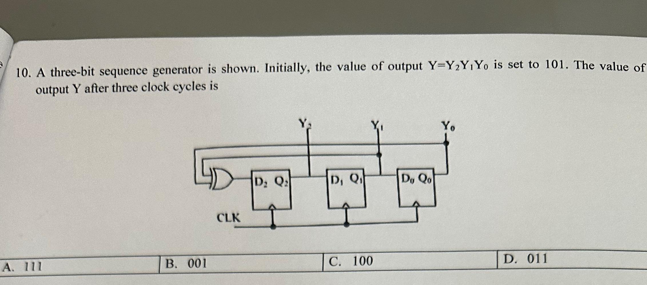 Solved A three-bit sequence generator is shown. Initially, | Chegg.com