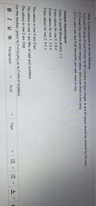 Solved Write a Java program to do the following 1) Create 2D | Chegg.com