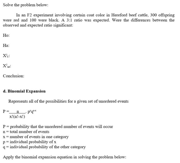 Solved Solve the problem below: In an F2 experiment | Chegg.com