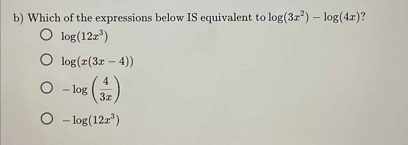 Solved b) ﻿Which of the expressions below IS equivalent to | Chegg.com