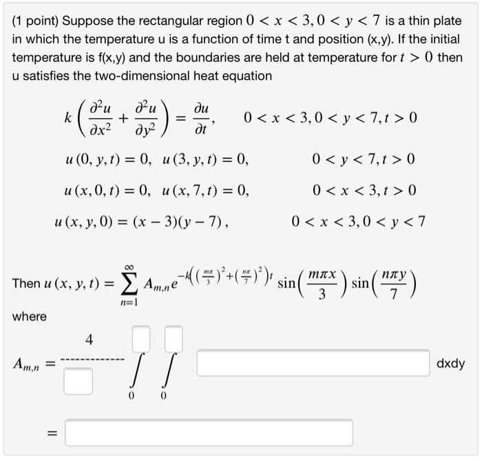Solved (1 point) Suppose the rectangular region 0
