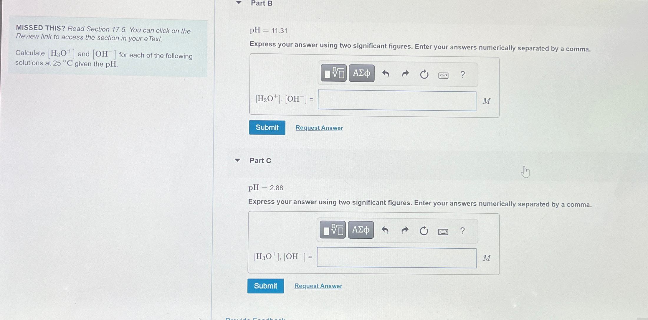 Solved Part BMISSED THIS? Read Section 17.5. ﻿You can click | Chegg.com