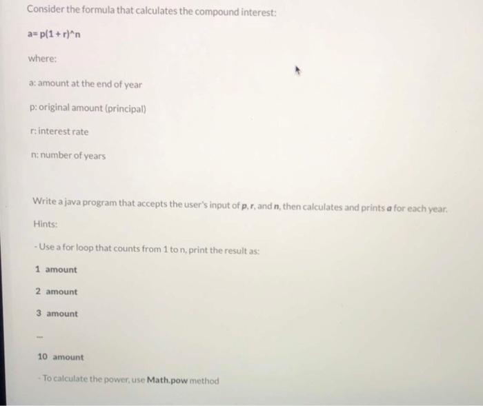 Solved Consider the formula that calculates the compound | Chegg.com