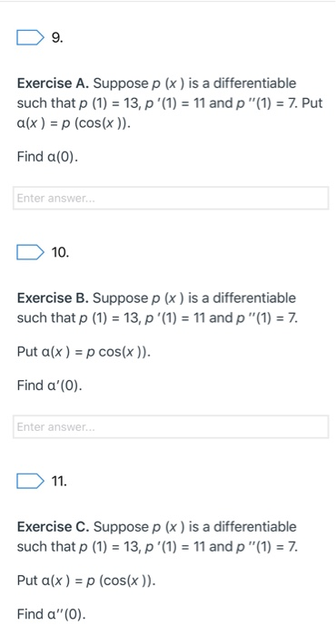 Solved D 9. Exercise A. Suppose p (x) is a differentiable | Chegg.com