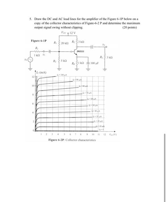 Solved 5. Draw the DC and AC load lines for the amplifier of | Chegg.com