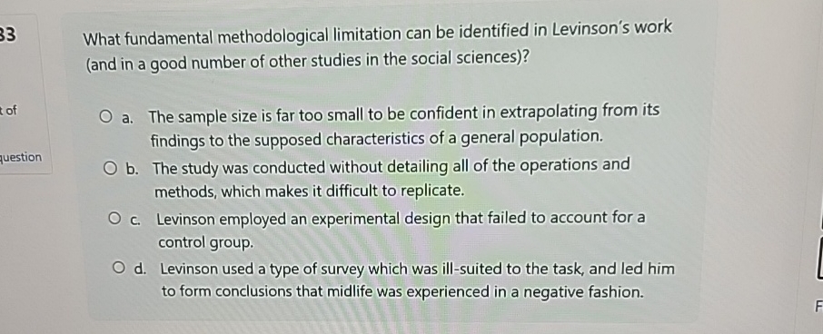 Solved 33What fundamental methodological limitation can be | Chegg.com