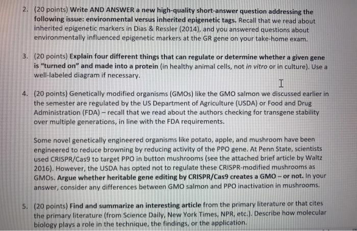 2. (20 points) Write AND ANSWER a new high-quality | Chegg.com