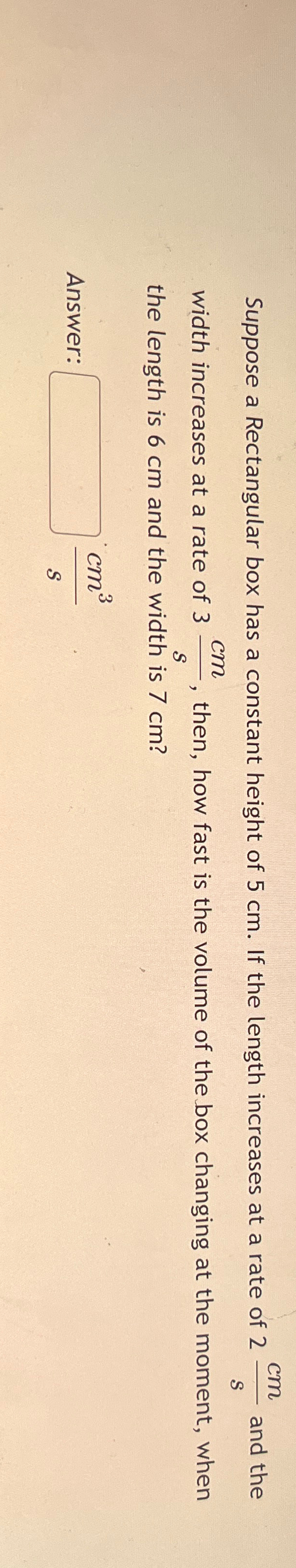 Solved Suppose a Rectangular box has a constant height of | Chegg.com