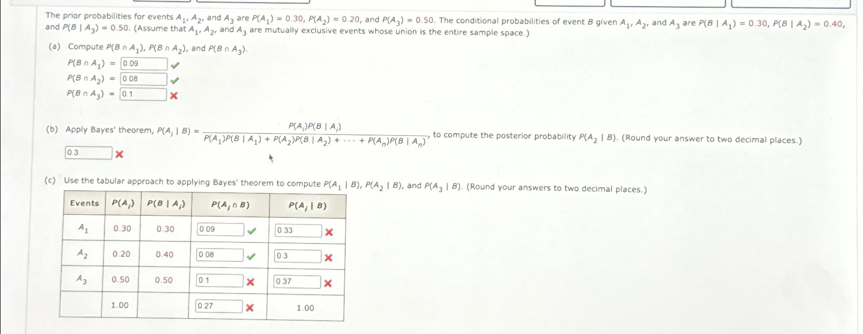 Solved and P(B|A3)=0.50. (Assume that A1,A2, ﻿and A3 ﻿are | Chegg.com