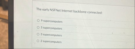 Solved The early NSFNet Internet backbone connected:9 | Chegg.com