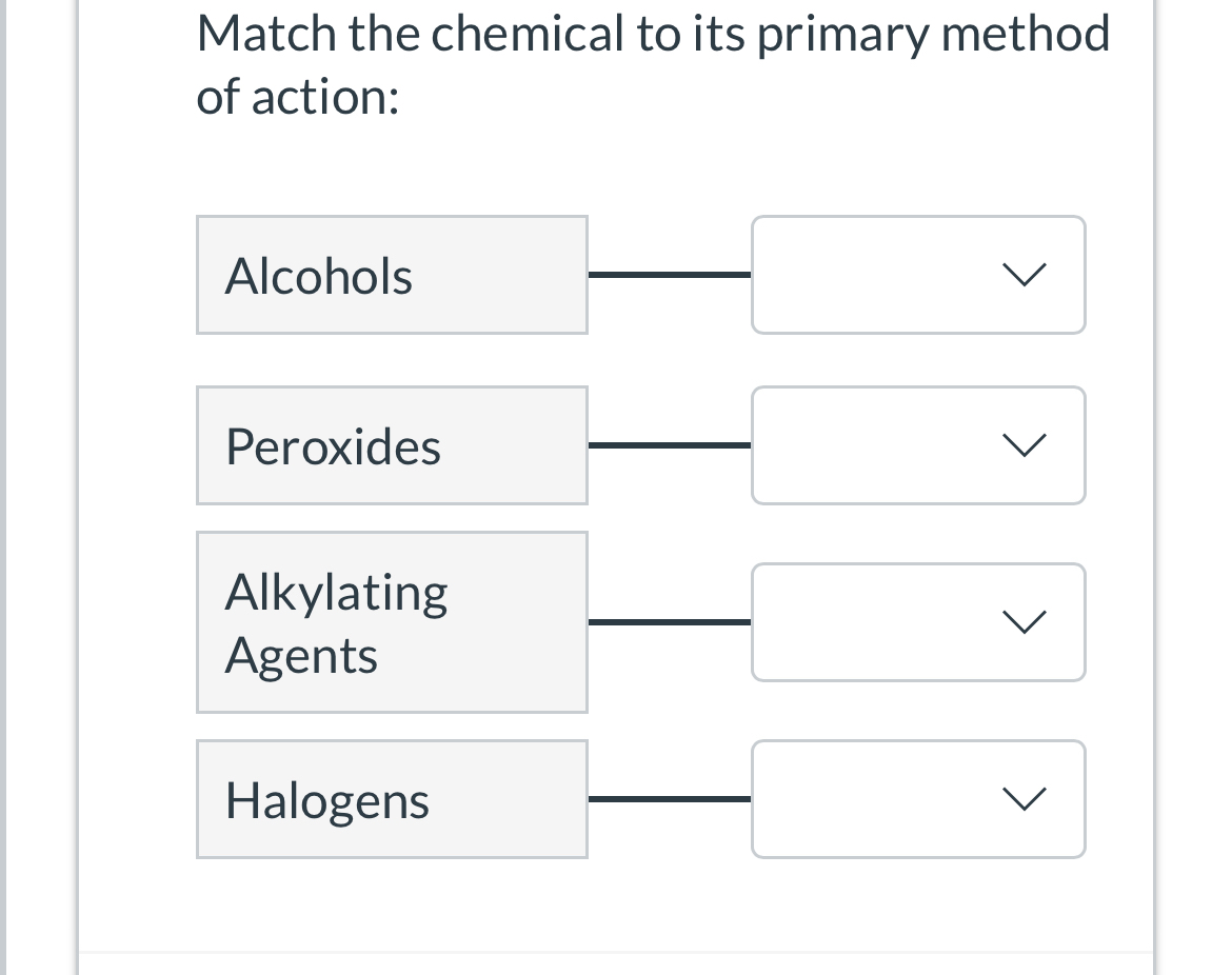 Solved Match the chemical to its primary methodof | Chegg.com