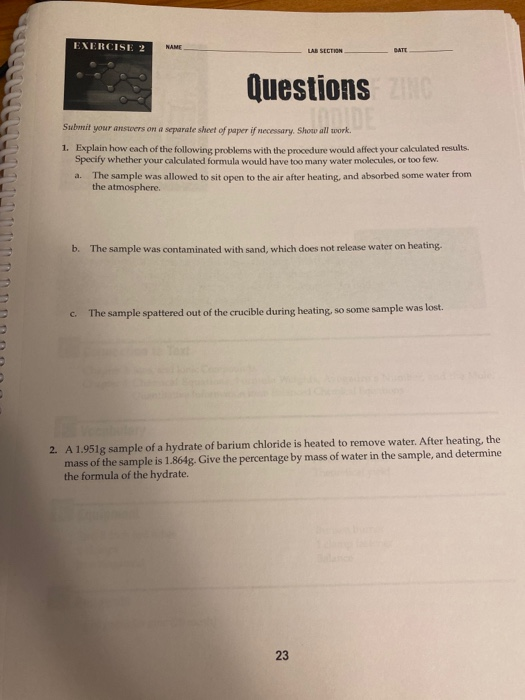 Solved Exercise 2 Name Lab Section Date Questions Aide 1684