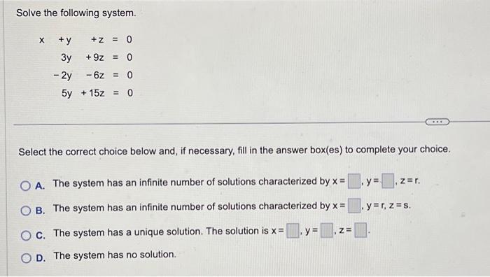 Solved Solve the following system. | Chegg.com