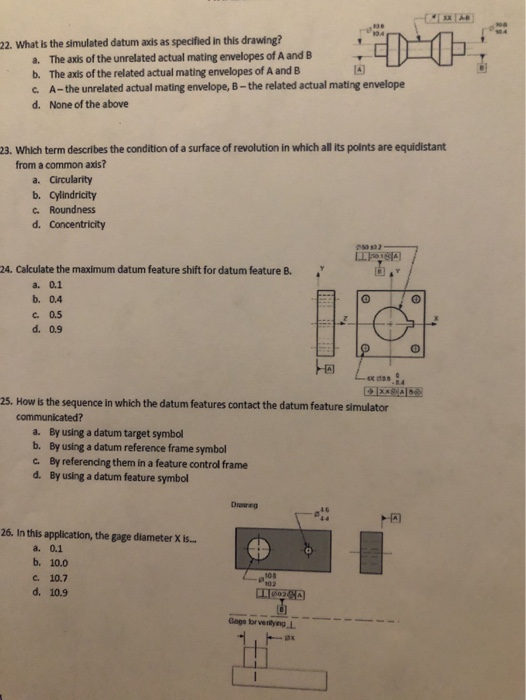 Solved 22. What is the simulated datum axis as specified in | Chegg.com
