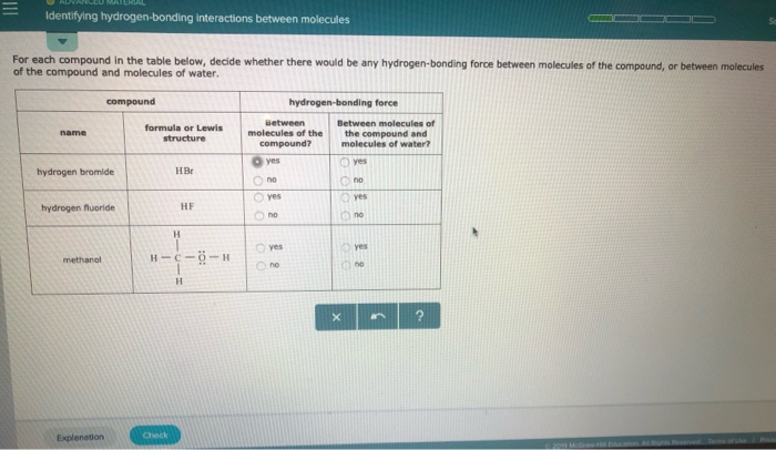 Solved Identifying hydrogen-bonding interactions between | Chegg.com