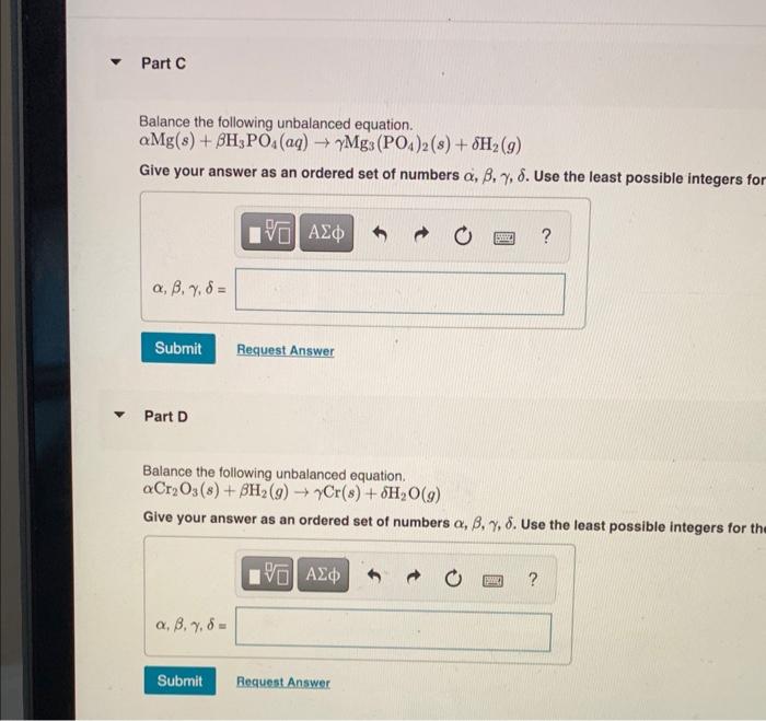 Solved Balance the following unbalanced equation. | Chegg.com