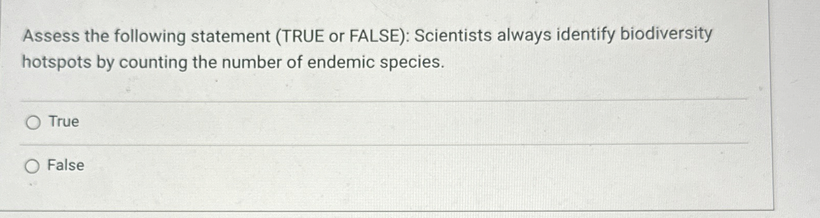 Solved Assess the following statement (TRUE or FALSE): | Chegg.com