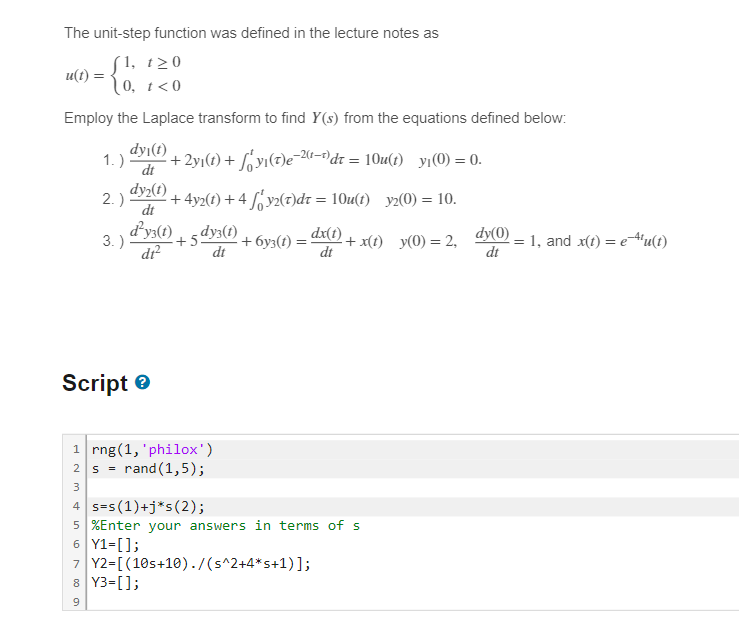 Solved The unit-step function was defined in the lecture | Chegg.com