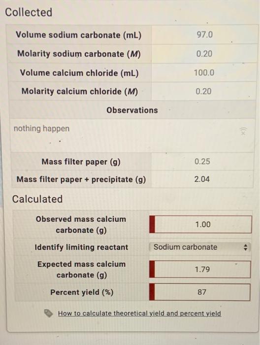 What is the observed mass clacium carbonate | Chegg.com