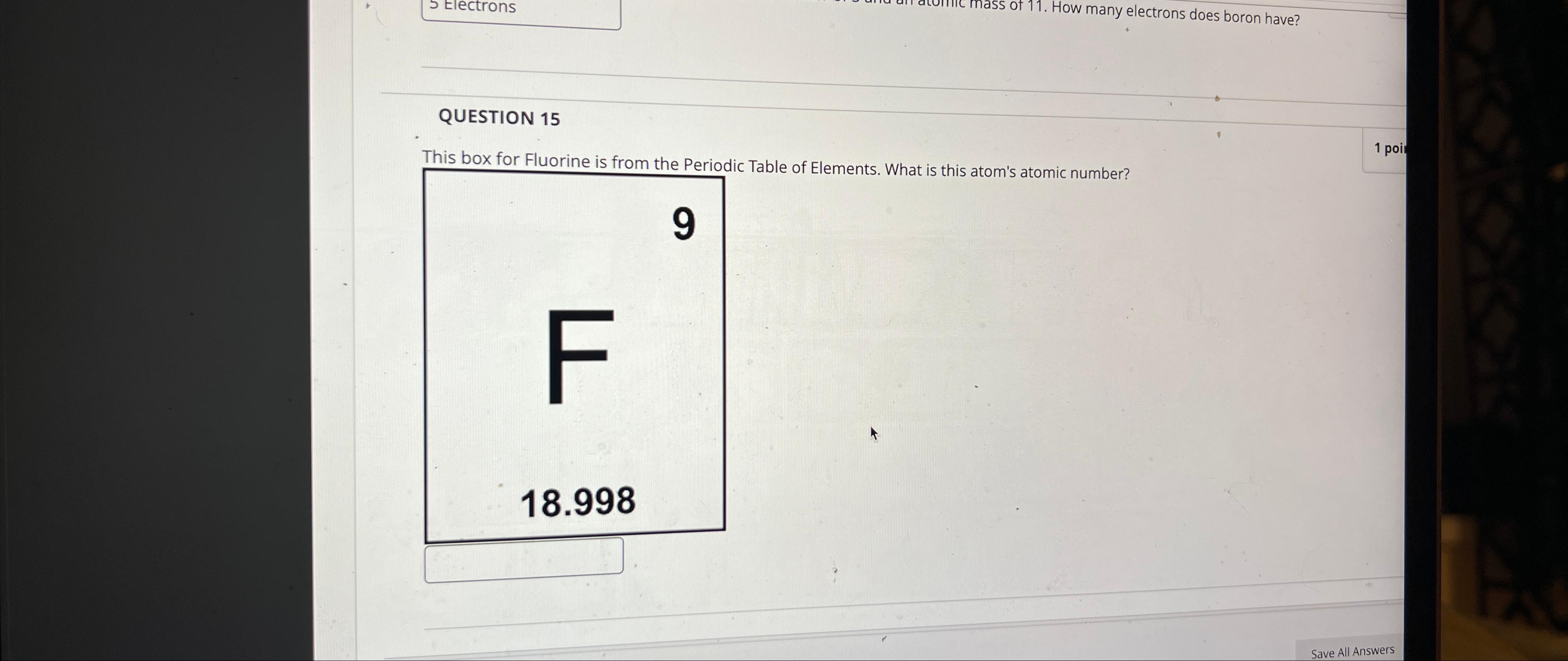 Solved QUESTION 15This box for Fluorine is from the Periodic | Chegg.com