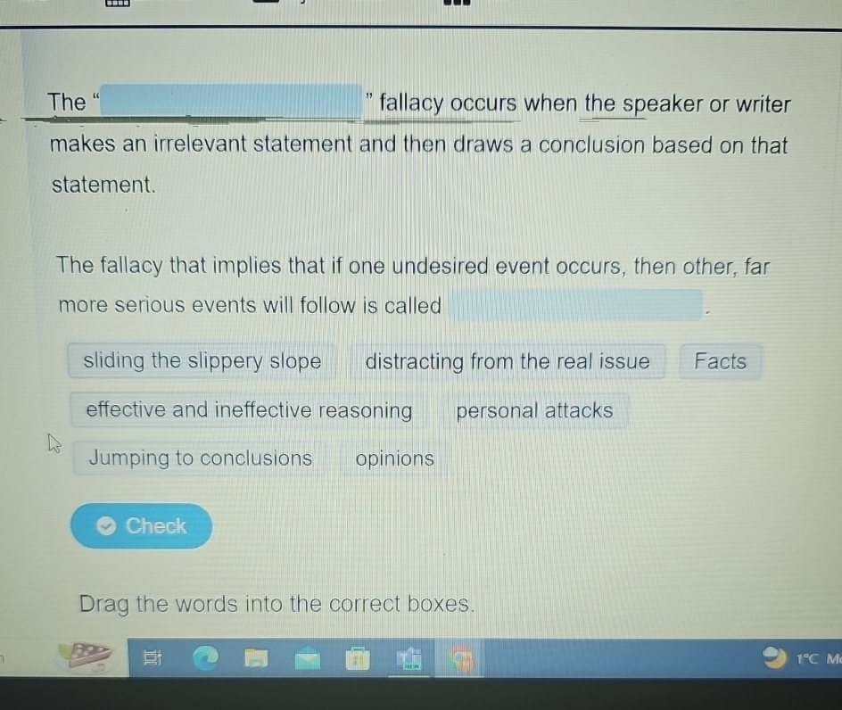 Solved The fallacy occurs when the speaker or writer makes | Chegg.com