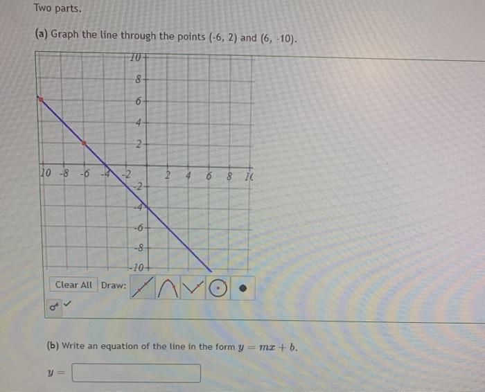 Solved Two parts. (a) Graph the line through the points (-6, | Chegg.com