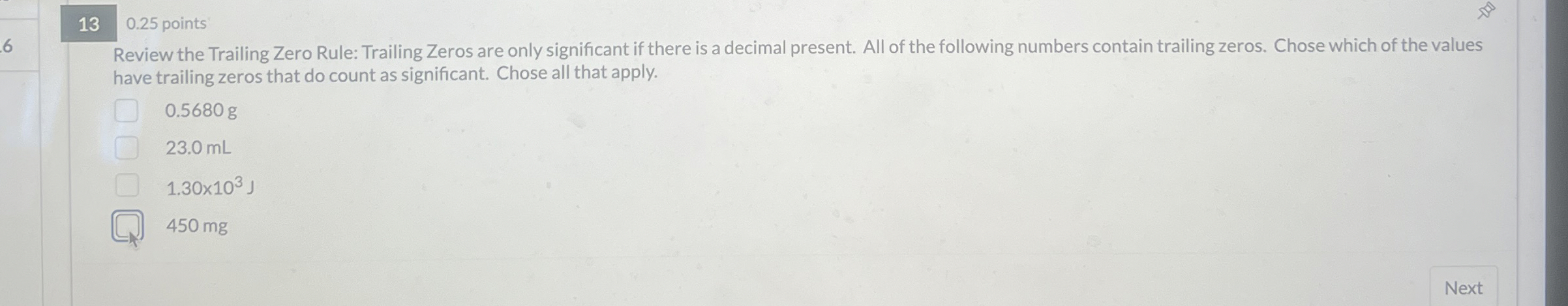 Solved 0.25 ﻿pointsReview the Trailing Zero Rule: Trailing | Chegg.com