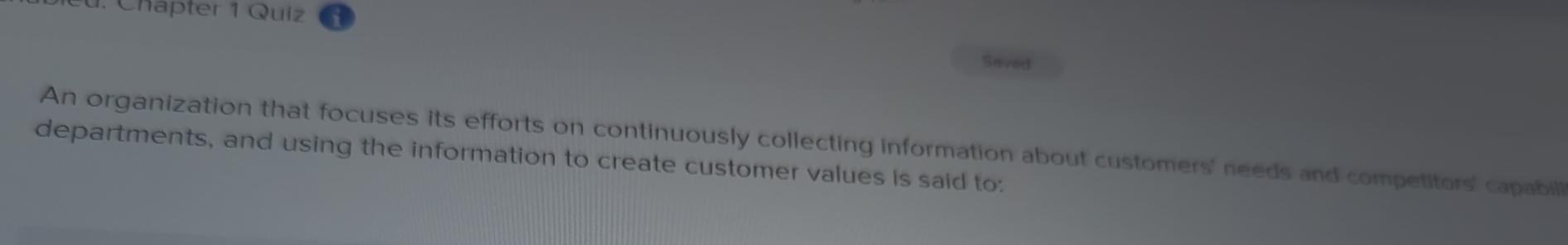 Solved An organization that focuses its efforts on | Chegg.com