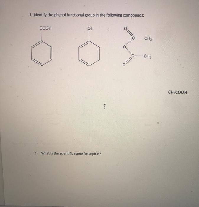 Solved 1. Identify the phenol functional group in the | Chegg.com