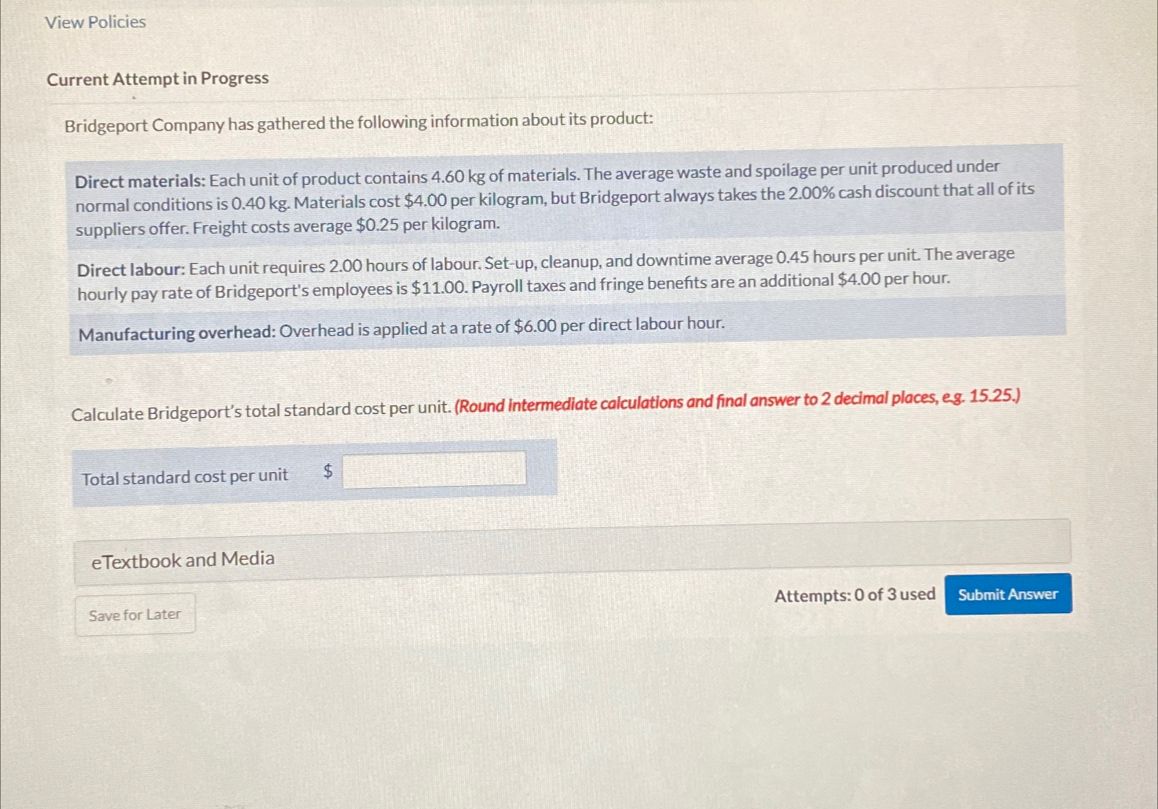 Solved View PoliciesCurrent Attempt in ProgressBridgeport | Chegg.com