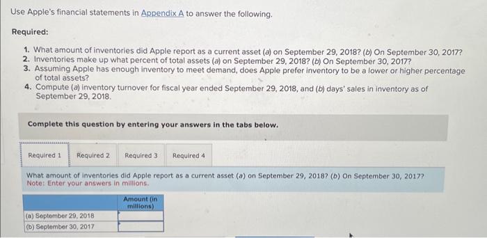 Use Apple's financial statements in Appendix A to | Chegg.com
