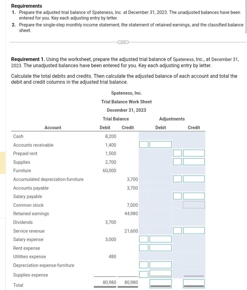 Solved Requirements 1. Prepare the adjusted trial balance of | Chegg.com